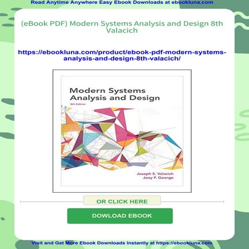 (eBook PDF) Modern Systems Analysis and Design 9th Edition | PDF