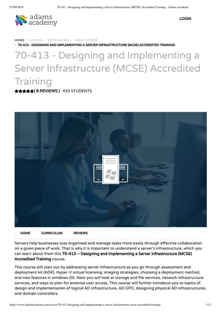 70 741 - networking with windows server 2016 (mcsa) accredited training - Adams Academy | PDF