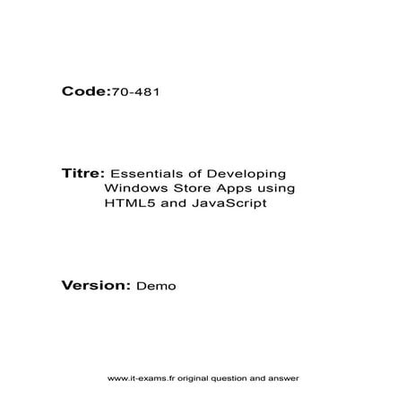 Microsoft MCSD.NET 70-481 it examen dumps | PDF