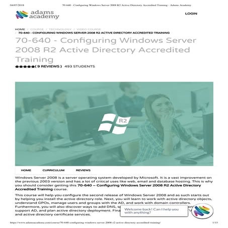 Chapter 1 exam 70-640 windows server 2008 active directory, config… | PDF