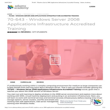 70 742 - identity with windows server 2016 (mcsa) accredited training - Adams Academy | PDF