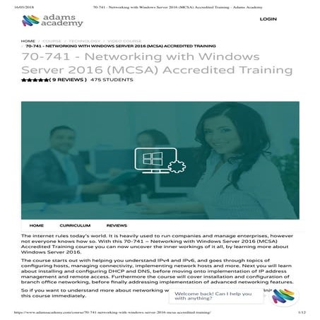 70 742 - identity with windows server 2016 (mcsa) accredited training - Adams Academy | PDF