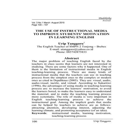 English Language Teaching Materials and Media: Instructional Material and Media and Its Function ...