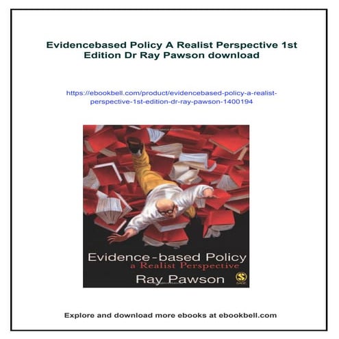 Evidencebased Policy A Realist Perspective 1st Edition Dr Ray Pawson | PDF