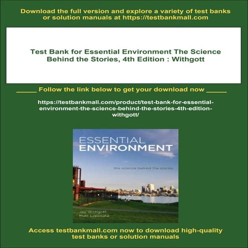 Test Bank for Essential Environment The Science Behind the Stories, 4th ...