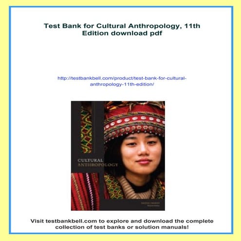 Test Bank for Cultural Anthropology, 11th Edition | PDF