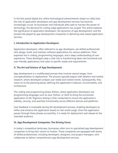Unleashing Innovation The Role And Impact Of Mobile App Developers Pdf