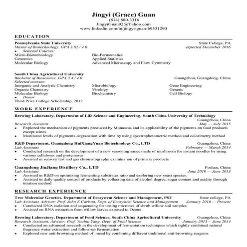Jingyi Guan resume 1 | PDF