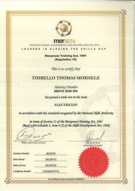 Trade certificate red seal | PDF