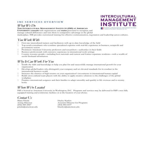 IMI Services Overview | PDF