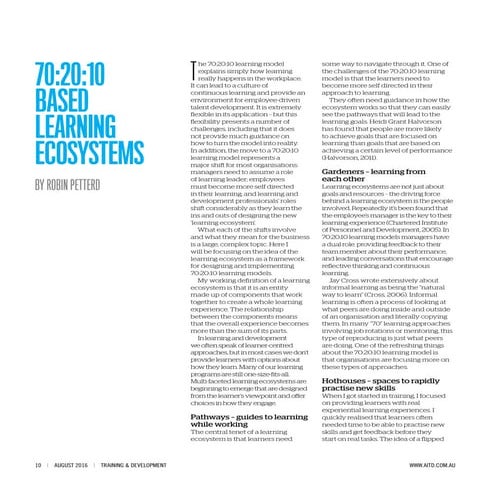 70:20:10 based learning ecosystems | PDF