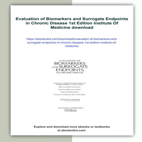 Evaluation of Biomarkers and Surrogate Endpoints in Chronic Disease 1st ...