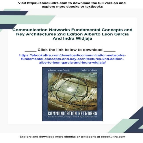 Communication Networks Fundamental Concepts and Key Architectures 2nd Edition Alberto Leon ...