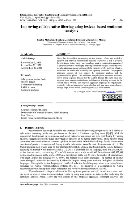 Improving Collaborative Filtering Using Lexicon Based Sentiment