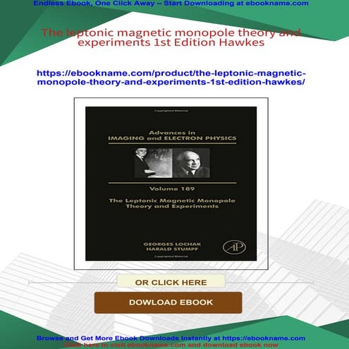 The leptonic magnetic monopole theory and experiments 1st Edition ...
