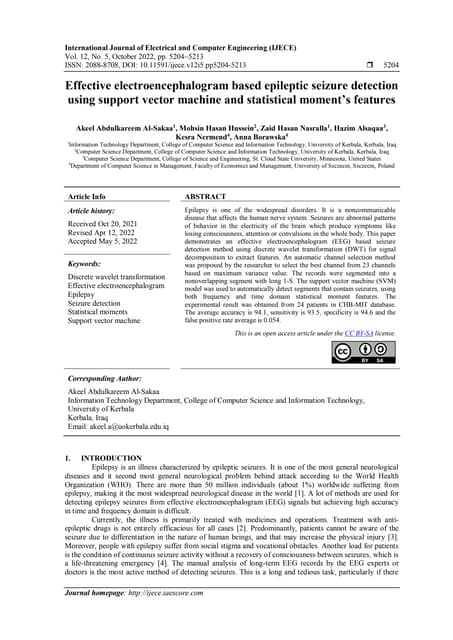 Effective Electroencephalogram Based Epileptic Seizure Detection Using