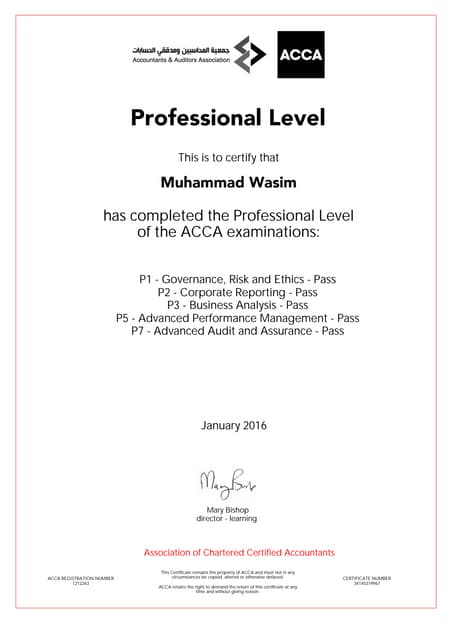 advanced diploma in accounting and business ACCA