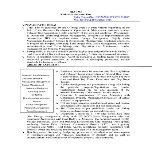 Vinayak CV New | DOC | Construction Industry | Industries