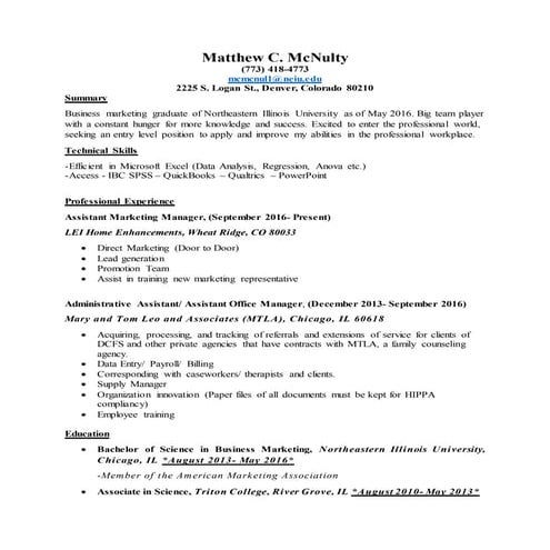 Resume Matt McNulty January 2017 | DOCX