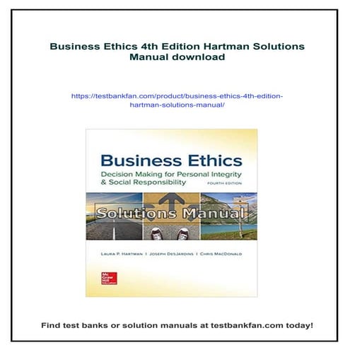 Business Ethics 4th Edition Hartman Solutions Manual | PDF