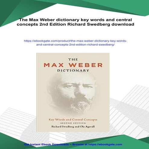 The Max Weber dictionary key words and central concepts 2nd Edition Richard Swedberg | PDF