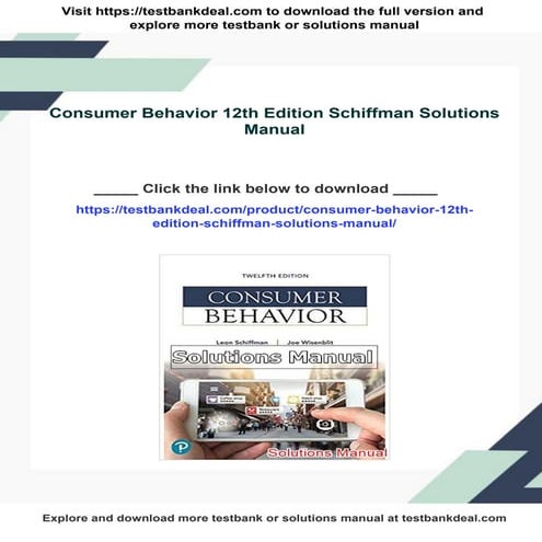 Consumer Behavior 12th Edition Schiffman Solutions Manual | PDF