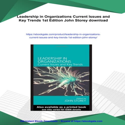 Leadership in Organizations Current Issues and Key Trends 1st Edition ...