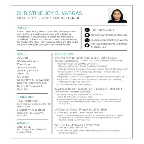 Interior cum Retail Designer CV-Christine Joy Vargas | PDF