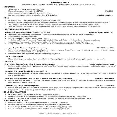 Resume Rishabh C | PDF | Computing | Technology & Computing