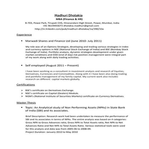 MadhuriDholakia_CV | PDF