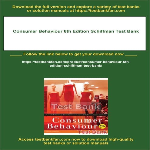 Consumer Behaviour 6th Edition Schiffman Test Bank | PDF