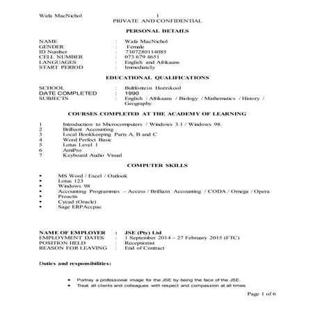 Wafa_MacNichol_CV___11 | DOCX | Business Accounting & Finance | Business