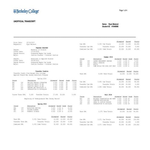 Unofficial Transcripts | PDF
