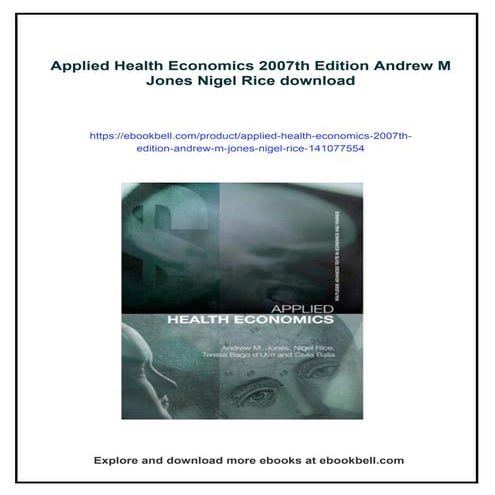 Applied Health Economics 2007th Edition Andrew M Jones Nigel Rice | PDF