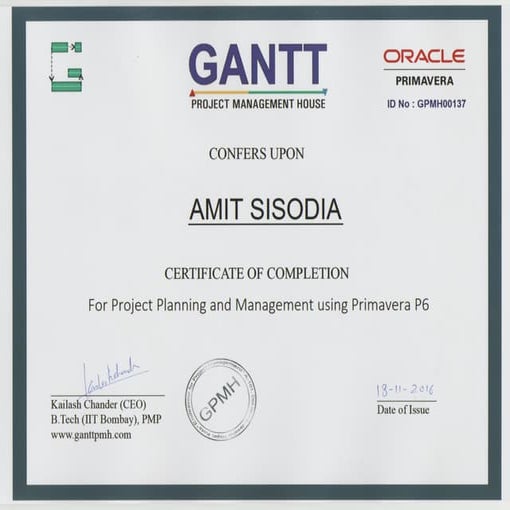 Primavera P6 Certificate Ppt