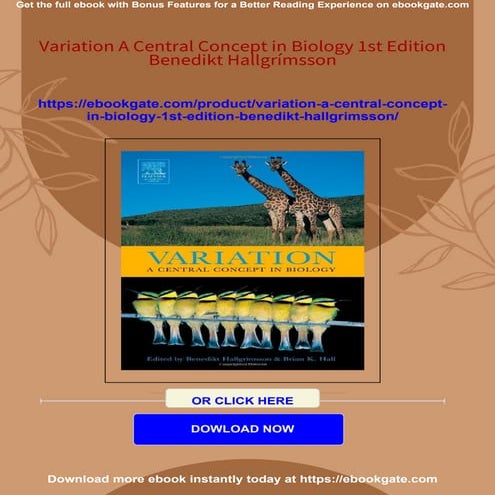 Variation A Central Concept in Biology 1st Edition Benedikt ...