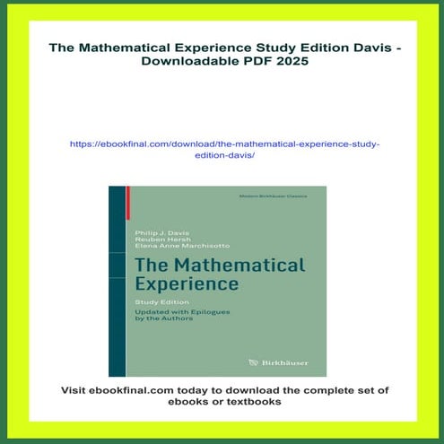 The Mathematical Experience Study Edition Davis | PDF