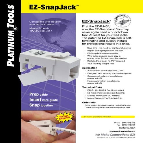 Platinum Tools 100022 Data Sheet | PDF