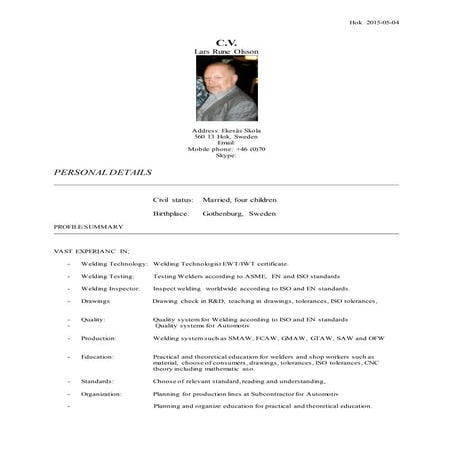 CV Lars Rune Olsson uttökad Eng_130516 | PDF