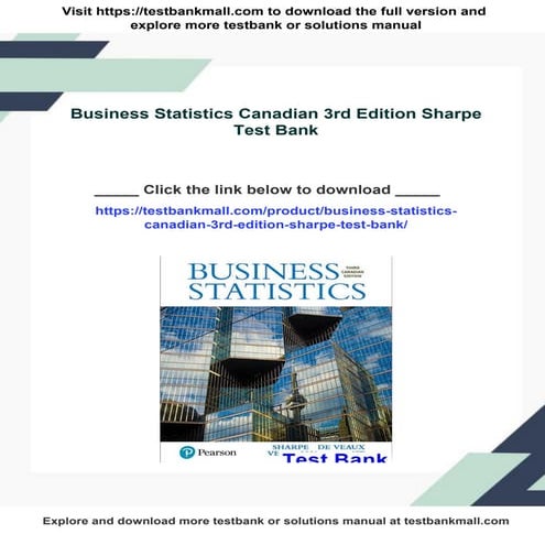 Business Statistics Canadian 3rd Edition Sharpe Test Bank | PDF