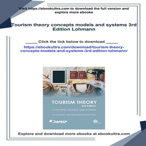Tourism theory concepts models and systems 3rd Edition Lohmann | PDF