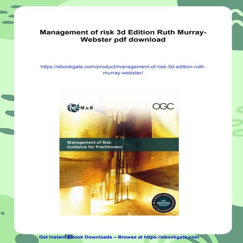 Management of risk 3d Edition Ruth Murray-Webster | PDF