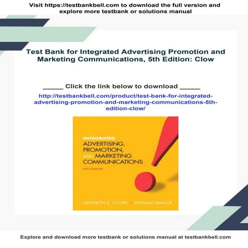 Test Bank for Integrated Advertising Promotion and Marketing ...