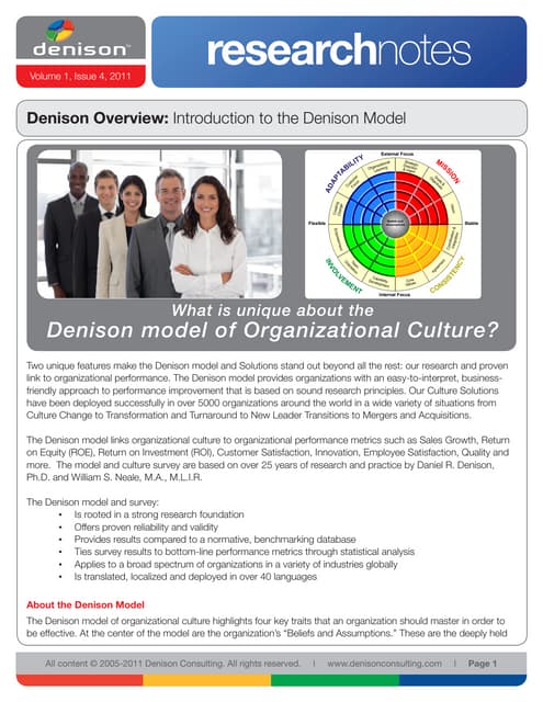 Denison organizational culture model overview | PDF | Business ...