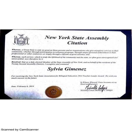 NYS Assembly Citation | PDF