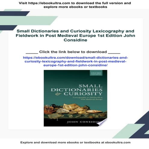 Small Dictionaries and Curiosity Lexicography and Fieldwork in Post ...