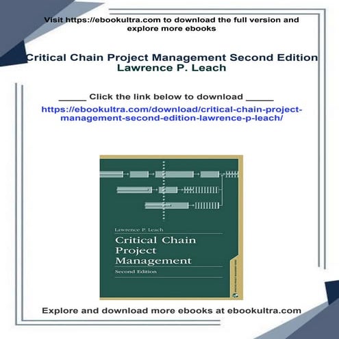Critical Chain Project Management Second Edition Lawrence P. Leach | PDF