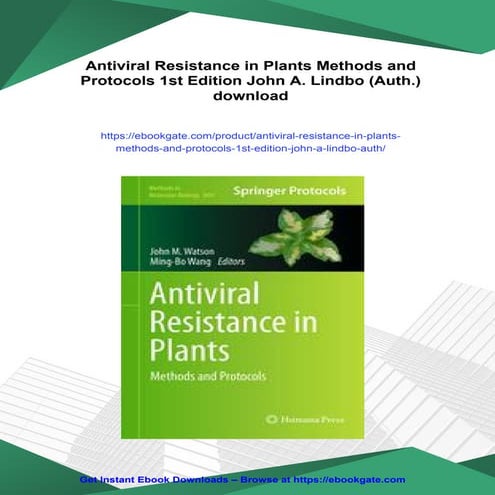 Antiviral Resistance in Plants Methods and Protocols 1st Edition John A ...