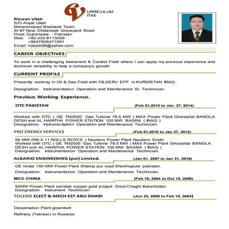 CV RIZWAN (Instrumentation) | PDF