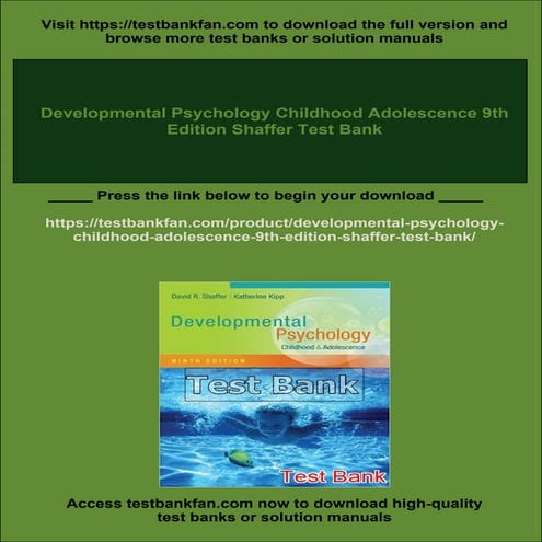Developmental Psychology Childhood Adolescence 9th Edition Shaffer Test ...